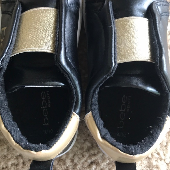 bebe | Shoes | Bebe Sport Girls Black Gold Sneakers 9 | Poshmark